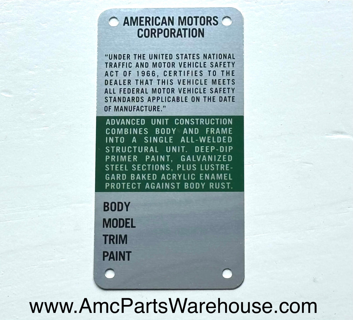 AMC Door Tag – AMC Parts Warehouse