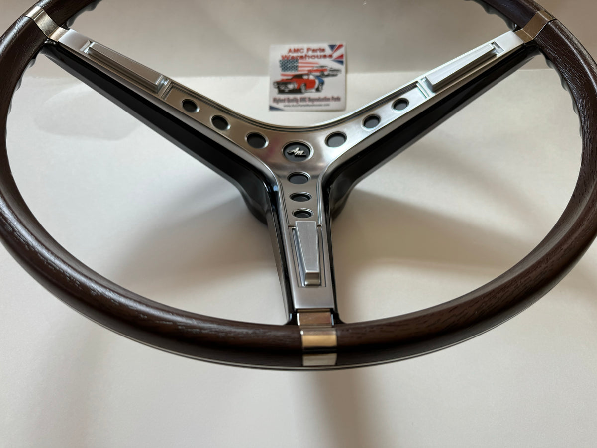 AMC Steering Wheel Woodgrain With Center Horn Trim 1968-1969 AMX, Jave ...